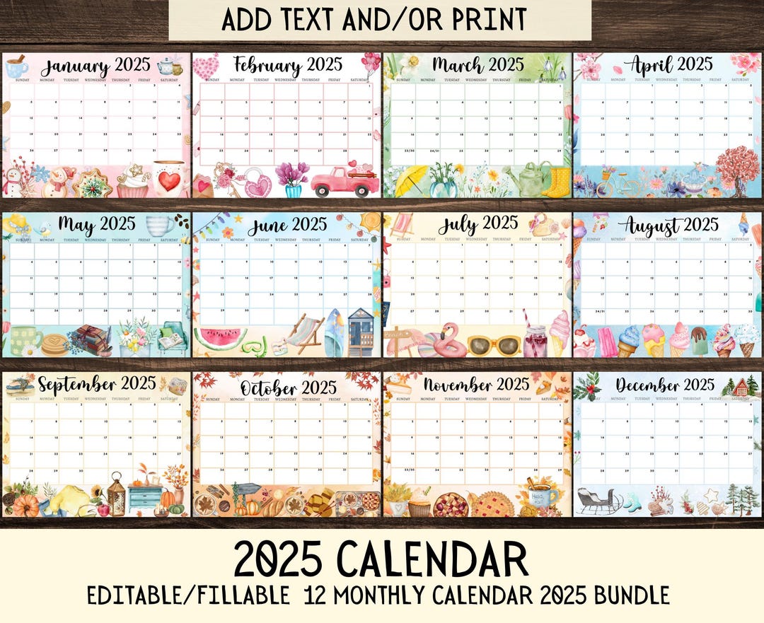 EDITABLE Wall Calendar 2025 Bundle, Wall Calendar 2025, Classroom ...