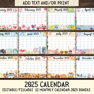 EDITABLE Wall Calendar 2025 Bundle, Wall Calendar 2025, Classroom ...