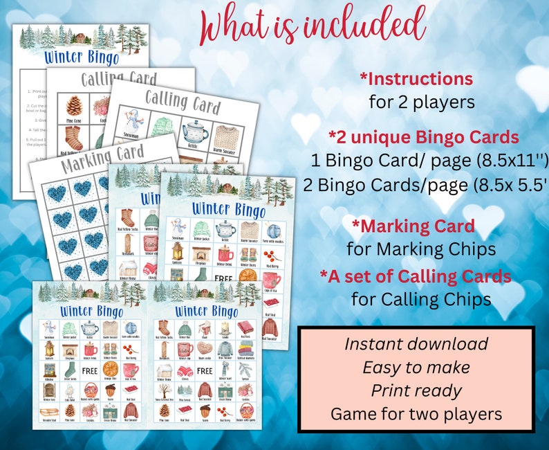 PRINTABLE Winter Bingo Game, Bingo Game, Bingo Games, Bingo Activities ...
