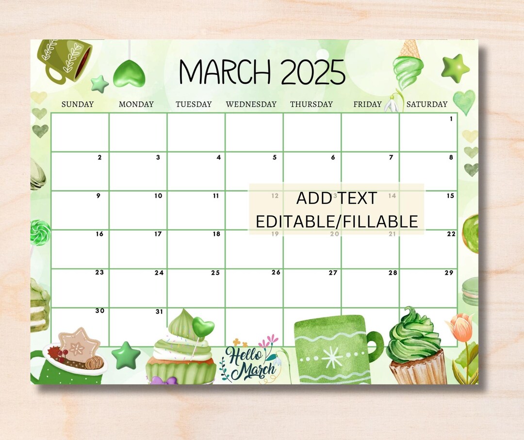 EDITABLE March 2025 Calendar, Printable Calendar, Beautiful March ...