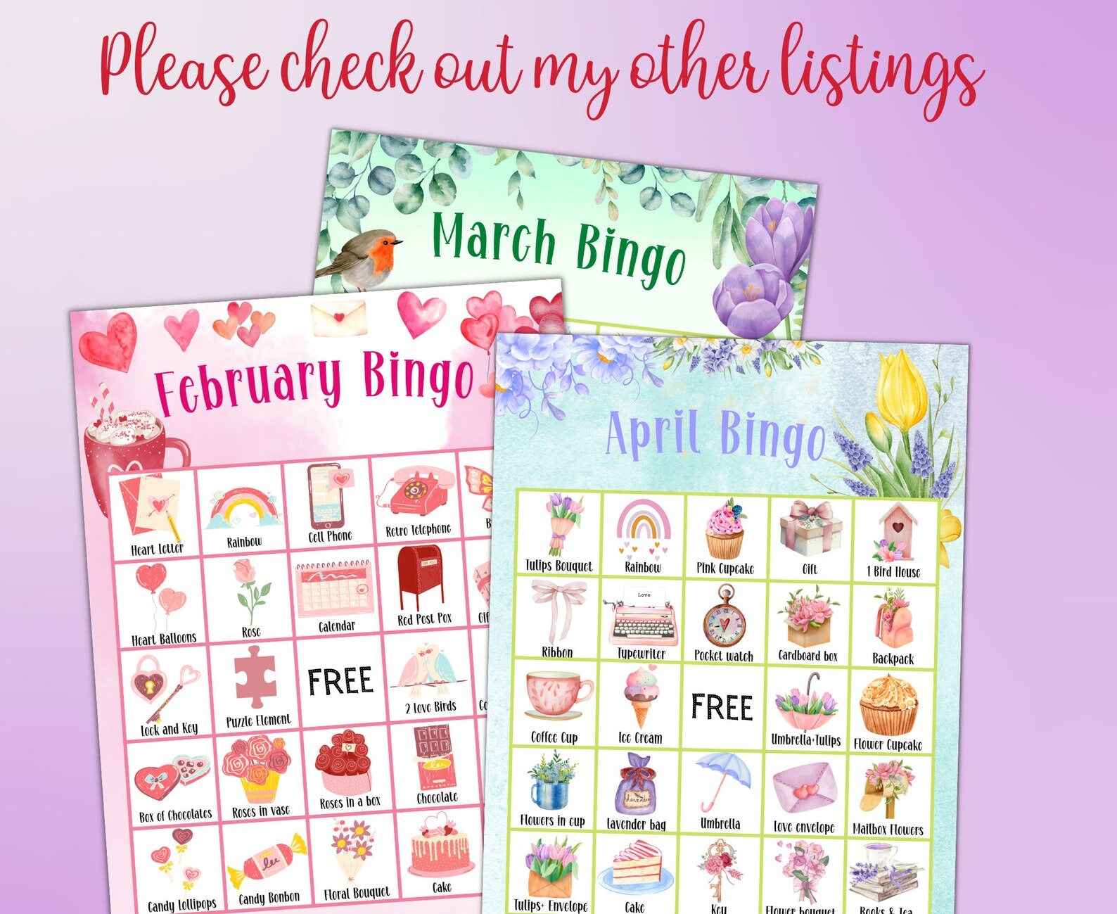 PRINTABLE February Bingo Game With 50 Unique Bingo Cards, Bing Game ...