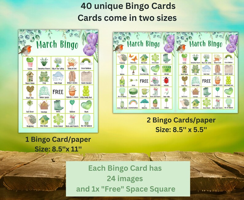 PRINTABLE MARCH Bingo Game With 40 Unique Bingo Cards, Bing Game ...
