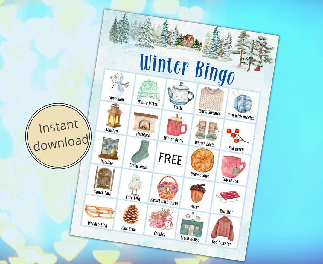 PRINTABLE Winter Bingo Game Bingo Game Bingo Games Bingo - Etsy