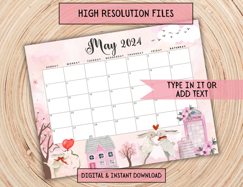 Editable May 2024 Calendar, Fillable Classroom Calendar, May Monthly ...