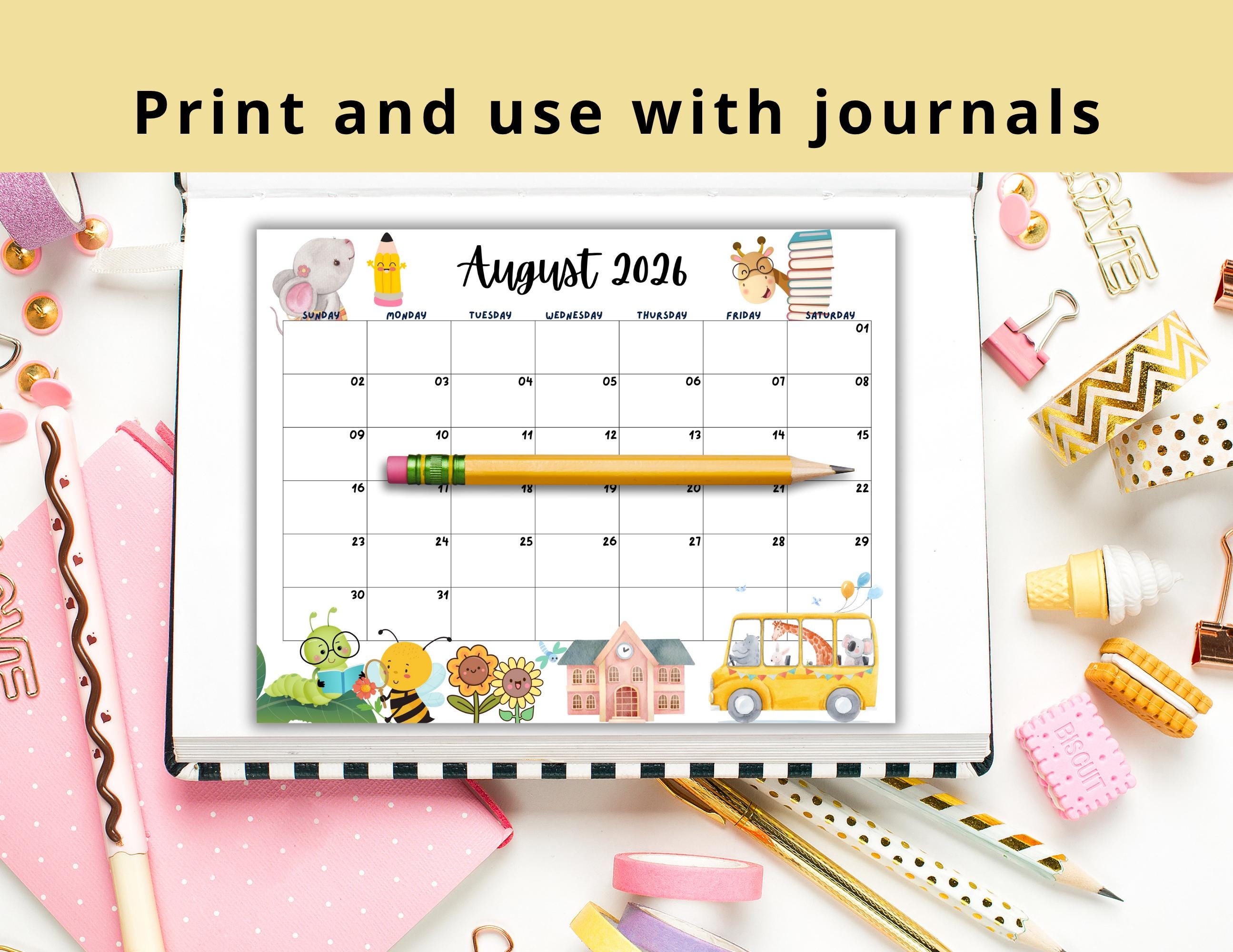 EDITABLE Monthly Calendar 2026 Bundle, Cute Whole Year 2026 Calendar ...