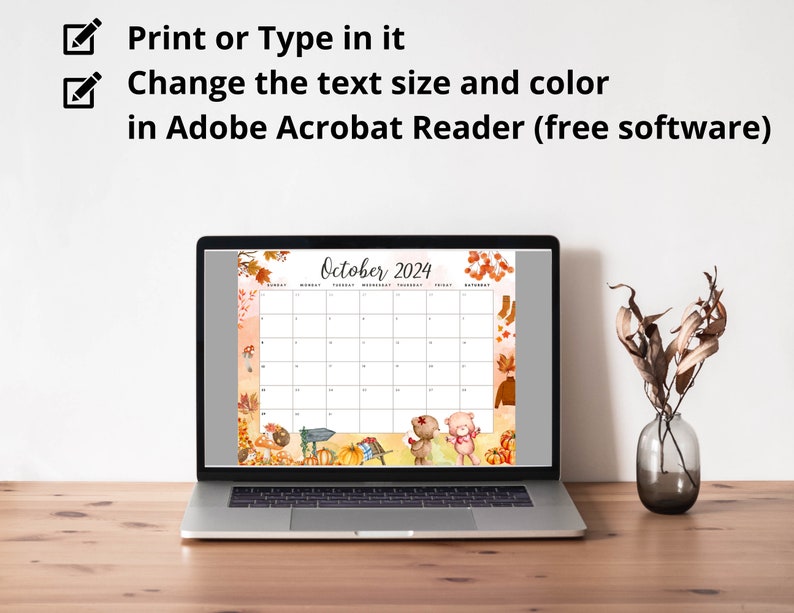 EDITABLE Monthly Calendar 2024 Bundle, Whole Year 2024 Calendar W/ Cute ...