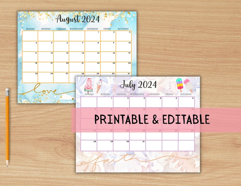 EDITABLE Monthly Calendar 2024 Bundle, Printable Fillable 2024 Calendar ...