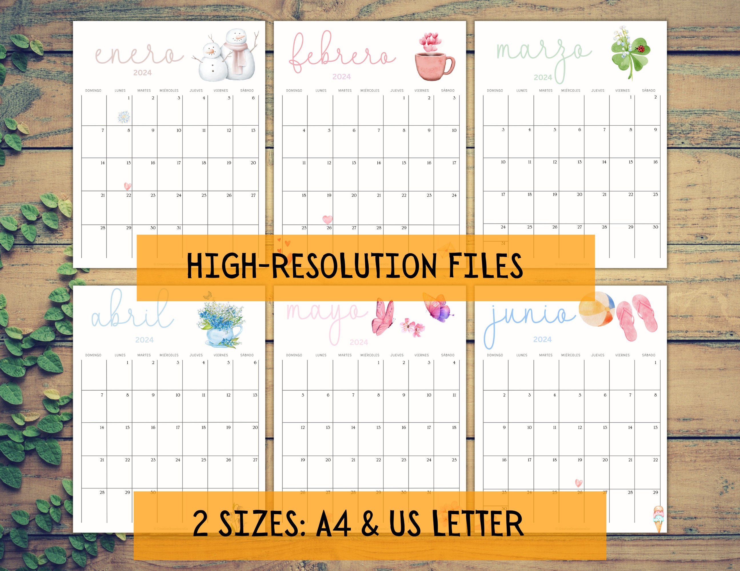 Spanish 2024 EDITABLE Printable Calendar 2024 Calendario En Español ...