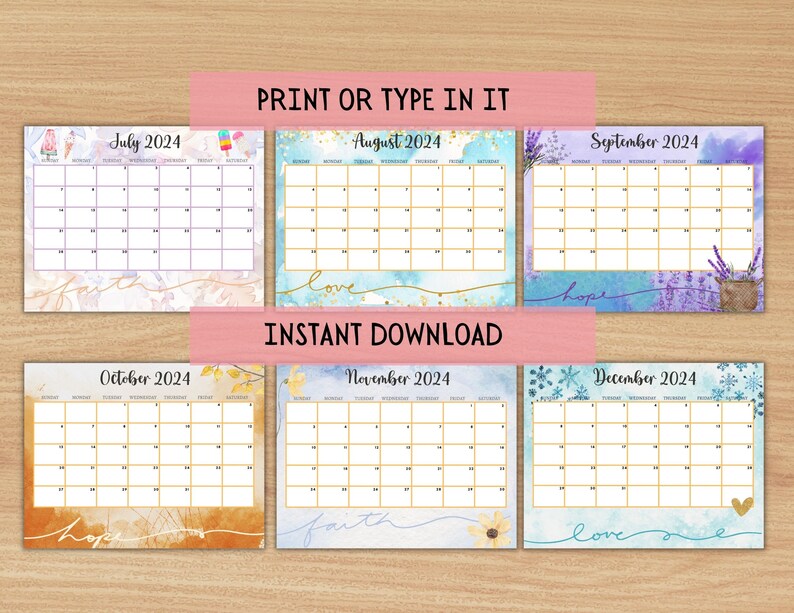 EDITABLE Monthly Calendar 2024 Bundle, Printable Fillable 2024 Calendar ...