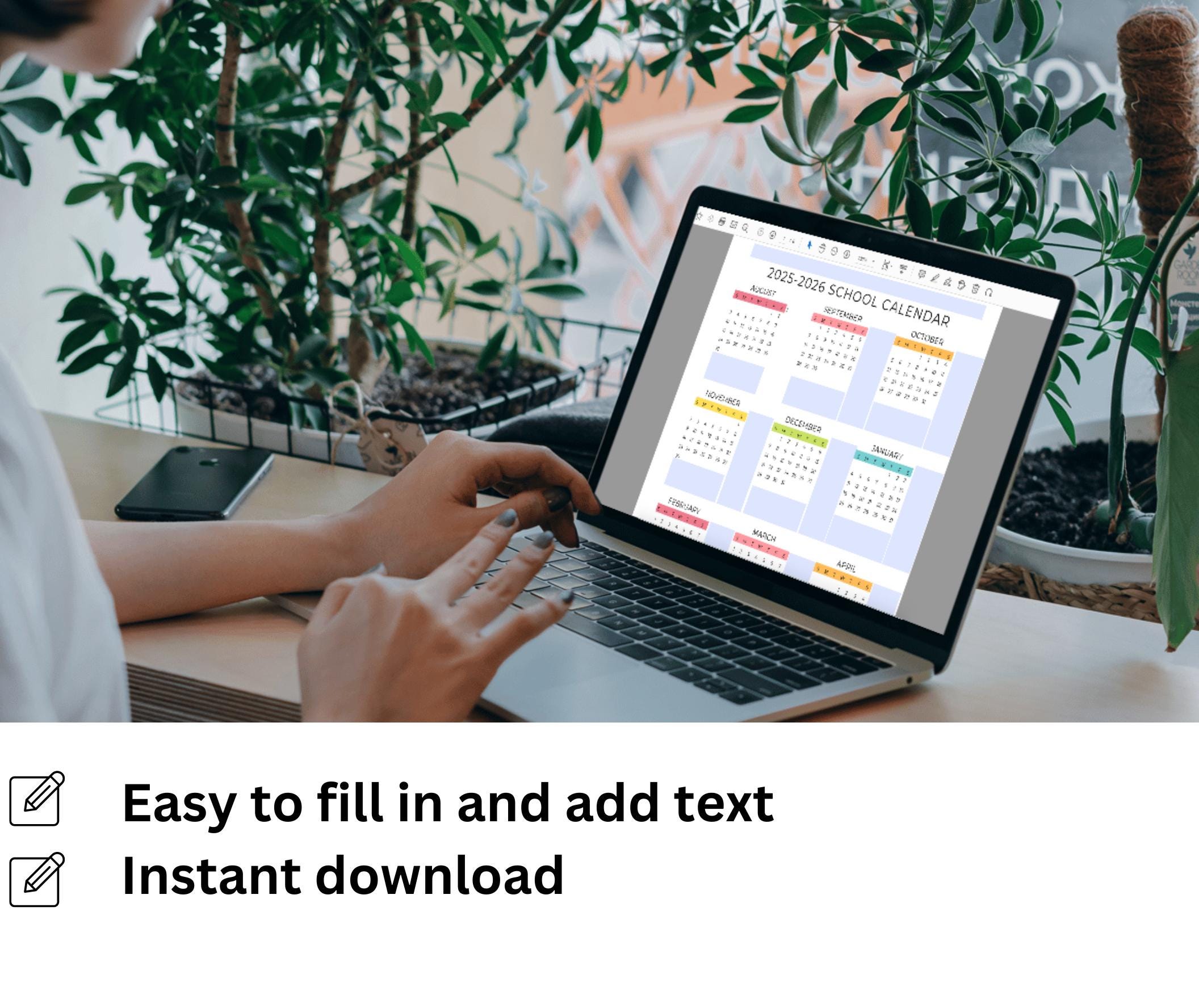 Editable School Year Calendar 2025-2026 School Calendar, Printable 2025 ...