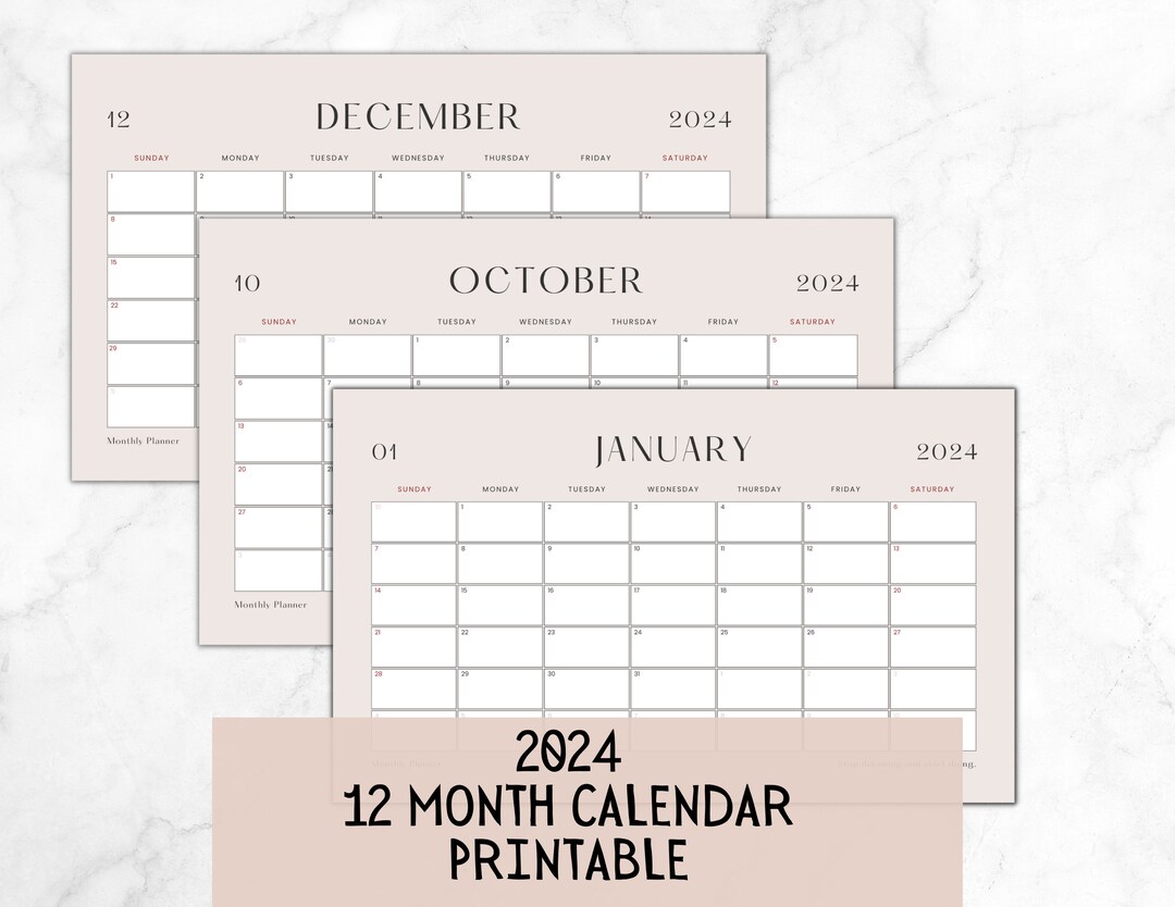 Printable Calendar 2024 Bundle, Boho Calendar, Minimalist Calendar ...