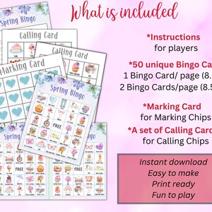 PRINTABLE SPRING Bingo Game With 50 Unique Bingo Cards, Bing Game ...