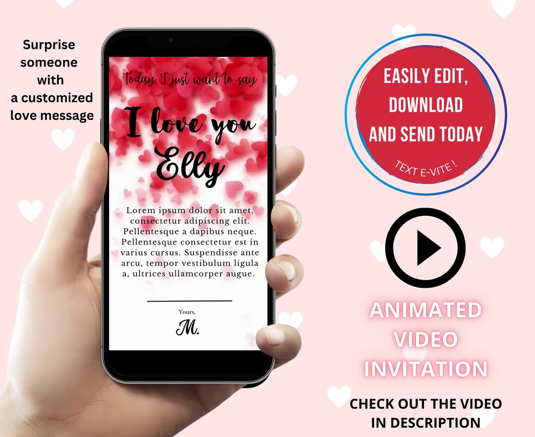 Digital Love Message Video, Animated I Love You Video Mobile Text W ...