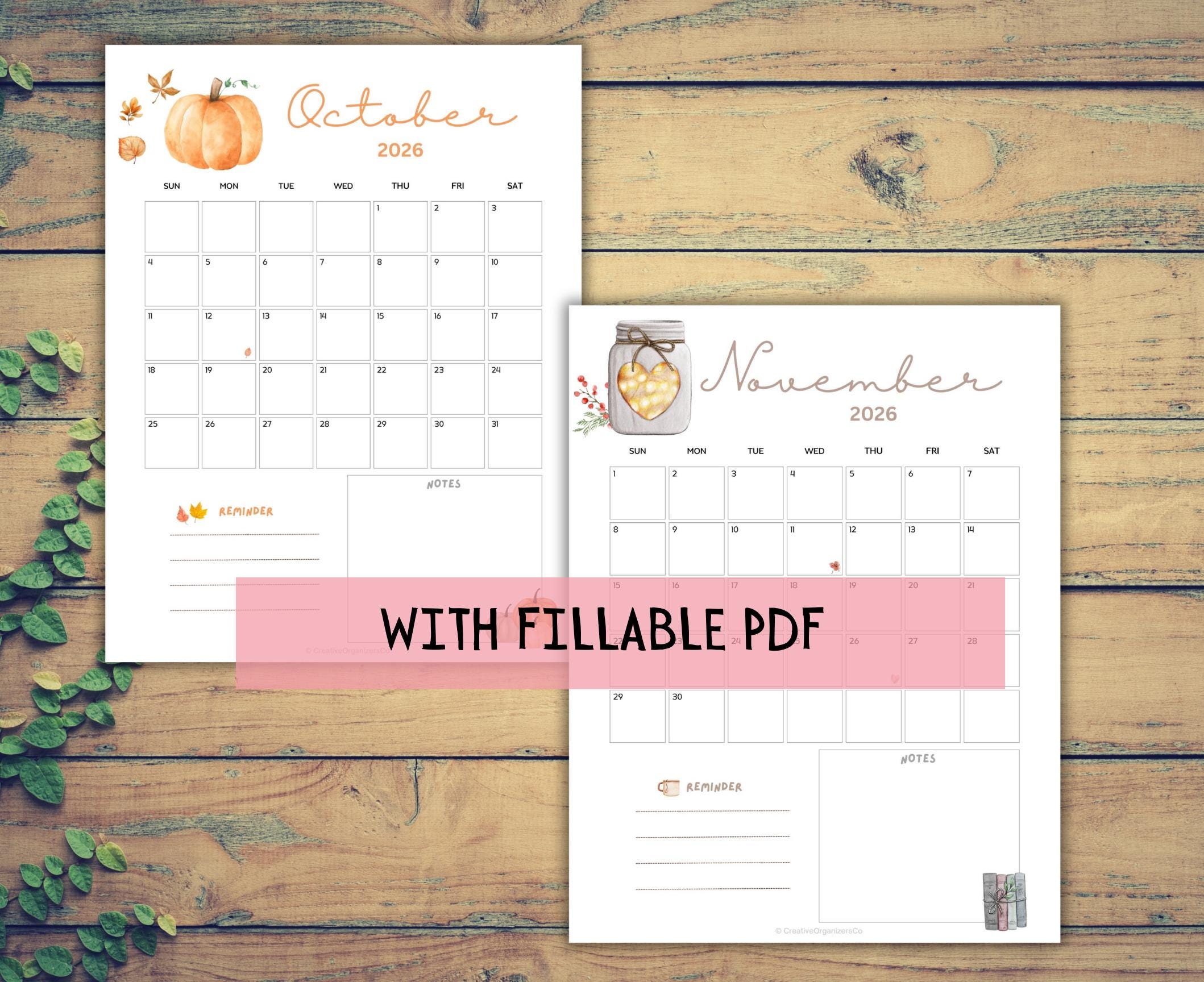 2026 EDITABLE Printable Watercolor Calendar,printable Fillable Monthly ...