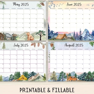 EDITABLE 2025 Calendar Bundle, Fillable Calendar, Cute Printable ...