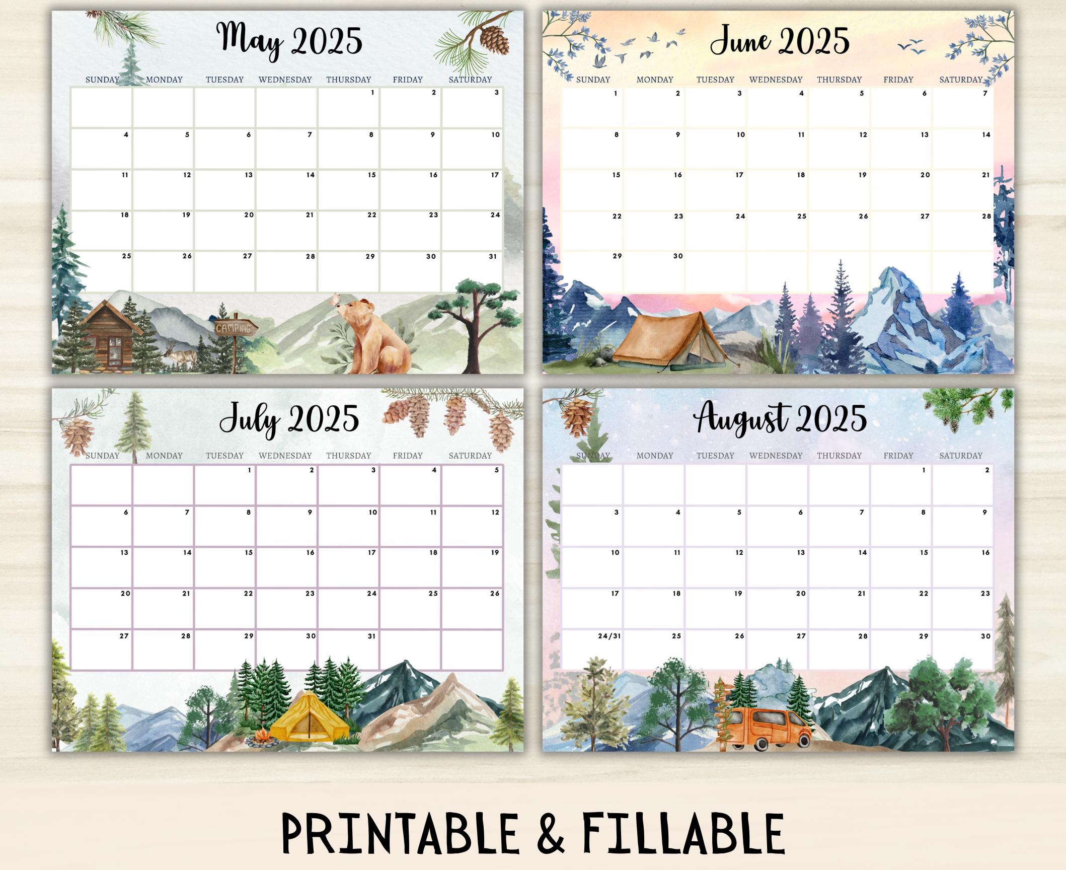 EDITABLE 2025 Calendar Bundle, Fillable Calendar, Cute Printable ...