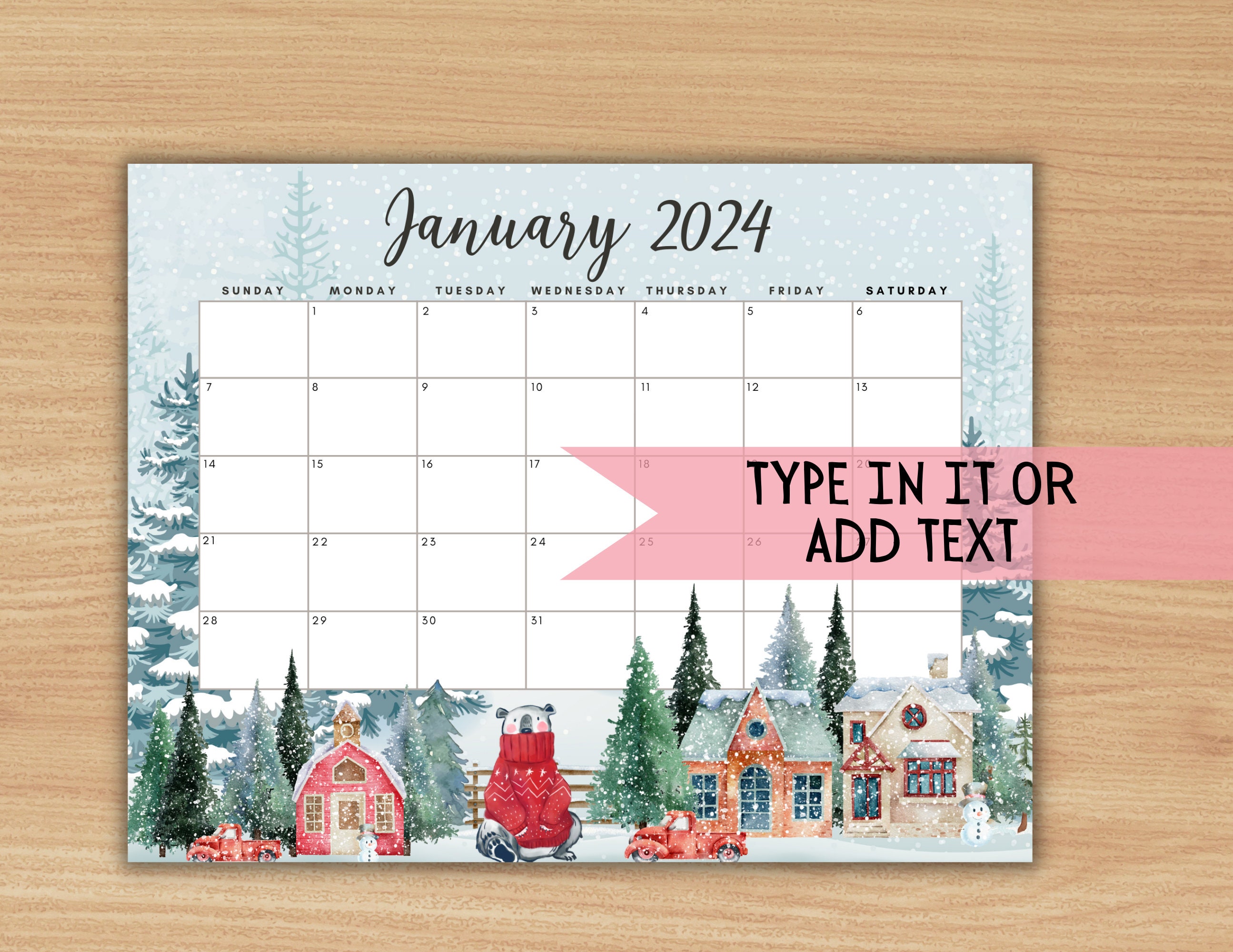 EDITABLE Monthly Calendar 2024 Bundle, Whole Year 2024 Calendar W/ Cute ...