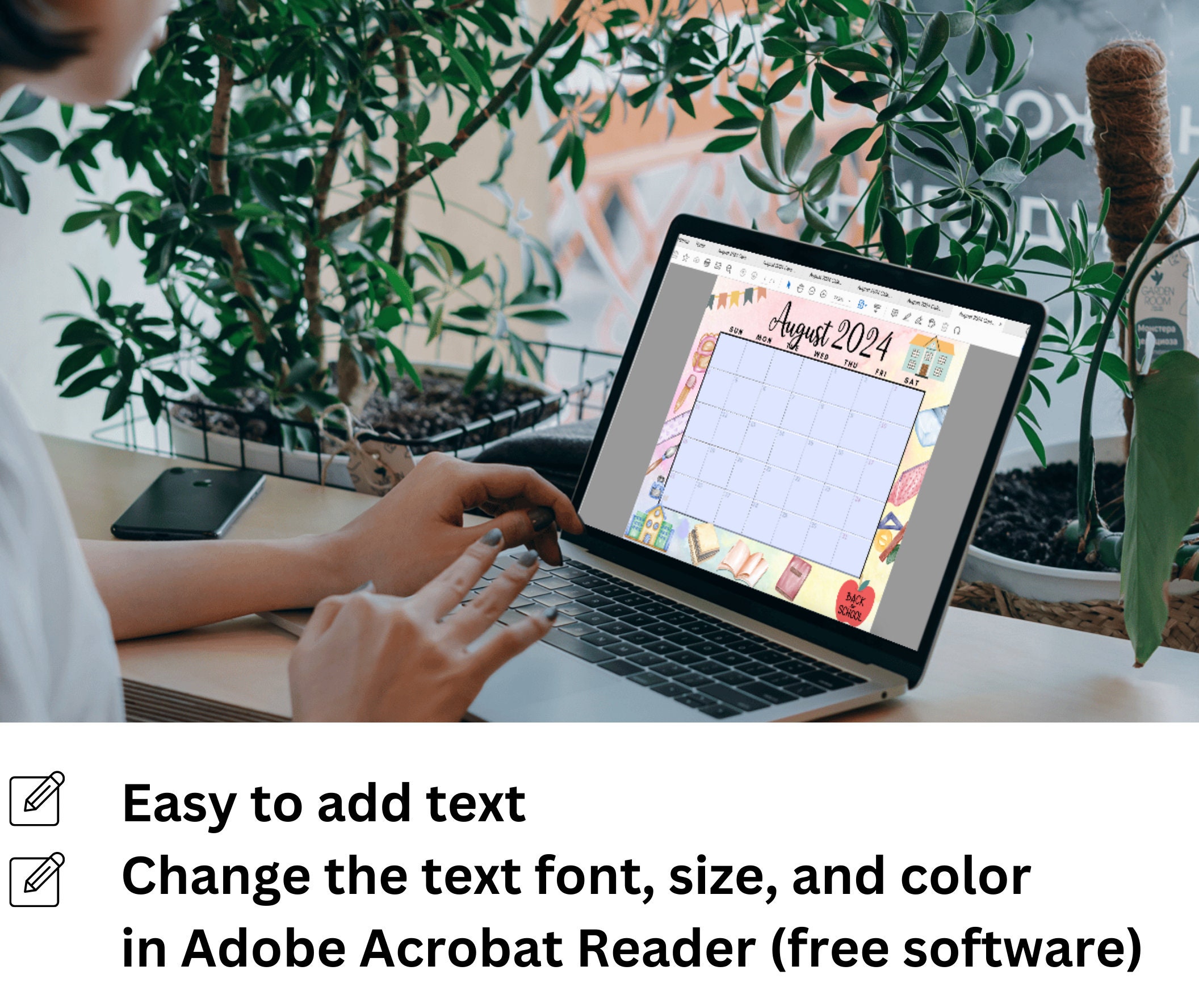 EDITABLE August 2024 Calendar, Printable Fillable Monthly Planner ...