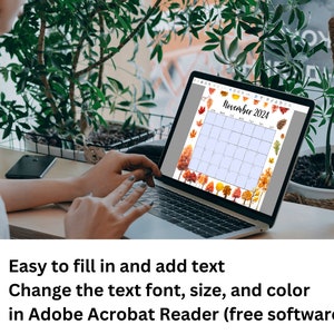 EDITABLE November 2024 Calendar, Printable Fillable Monthly Calendar W ...