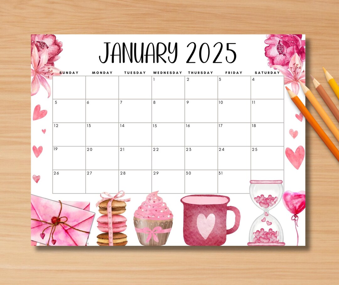 EDITABLE January 2025 Calendar, Printable Monthly Calendar for January ...