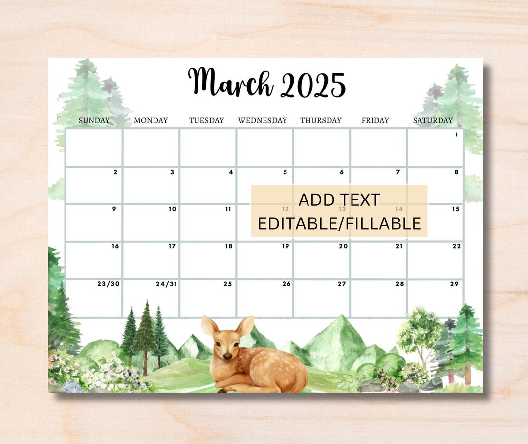 EDITABLE March 2025 Calendar, Cute Spring Calendar With Flowers ...