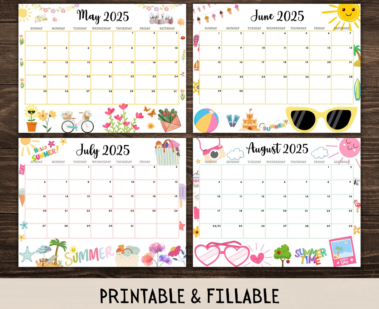 EDITABLE Monthly Calendar 2025 Bundle, Printable Fillable Monthly ...