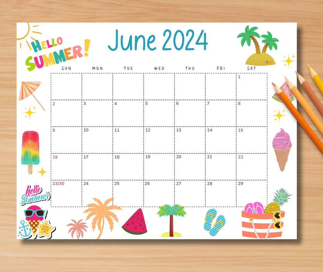 EDITABLE June 2024 Calendar, Printable Fillable Monthly Planner June ...