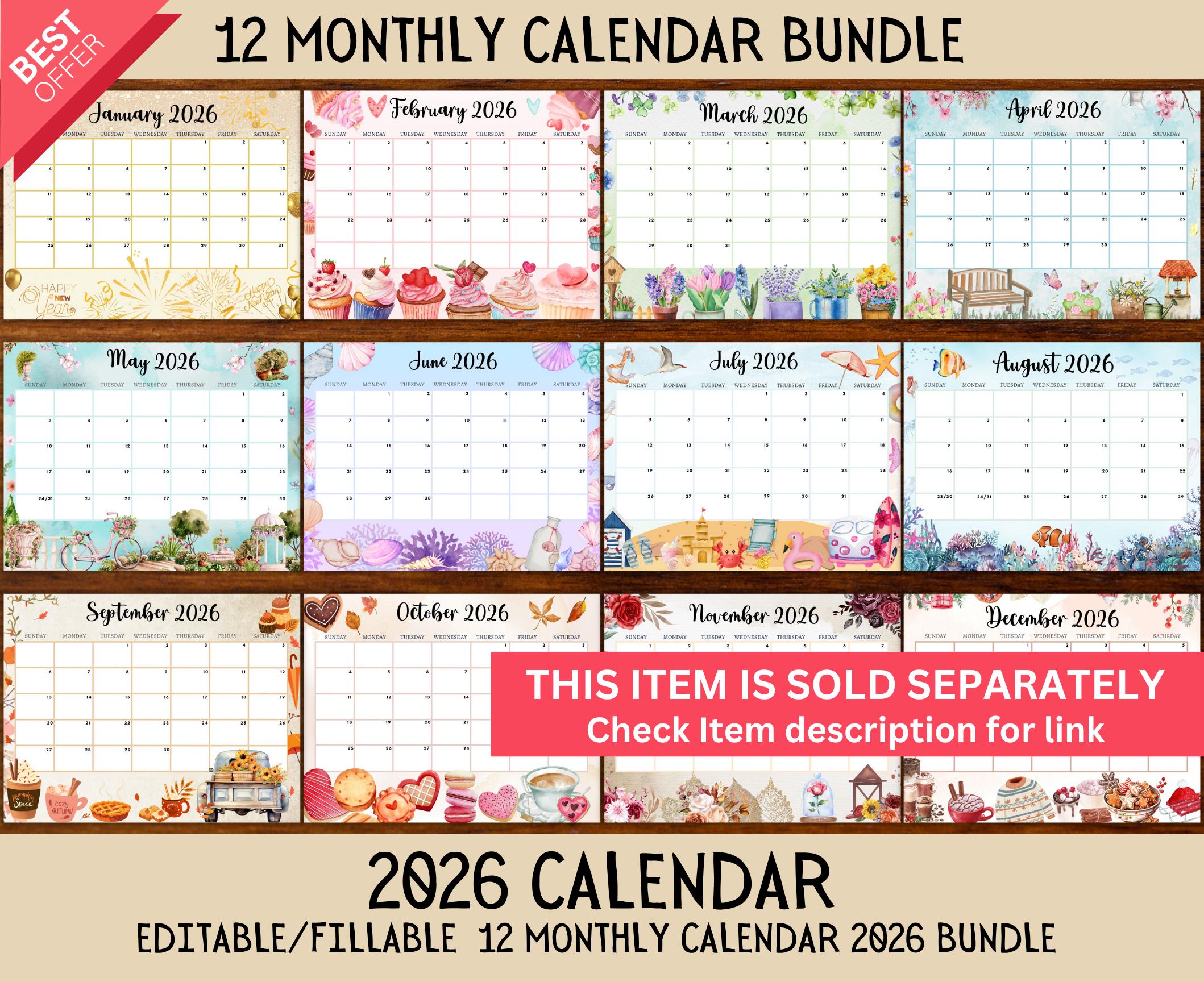 EDITABLE January 2026 Calendar, Cute Winter 2025 Planner PDF, Cute ...