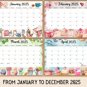 EDITABLE Monthly Calendar 2025 Bundle, Cute Printable Fillable Monthly ...