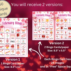PRINTABLE February Bingo Game With 50 Unique Bingo Cards, Bing Game ...