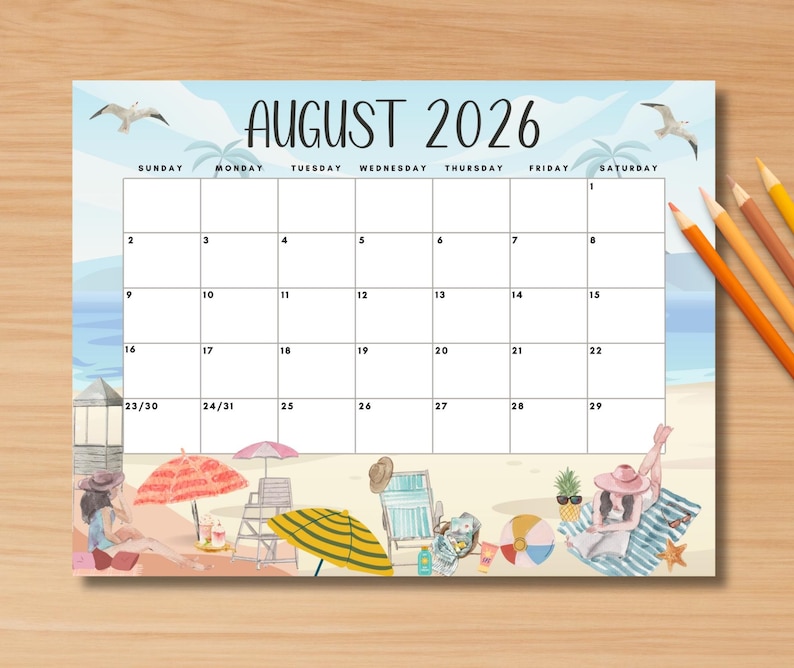 EDITABLE August 2026 Calendar, Printable Fillable Monthly Planner ...