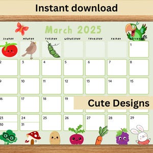 EDITABLE Monthly Calendar 2025 Bundle Pack, Wall Calendar 2025 for Kids ...