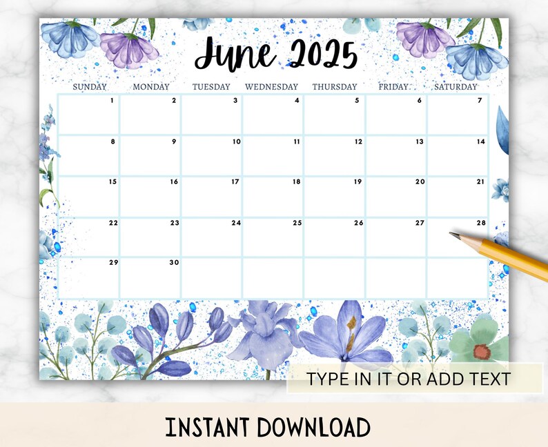 EDITABLE Calendar 2025 Bundle Pack W/ Flowers, Floral Calendar, Floral ...