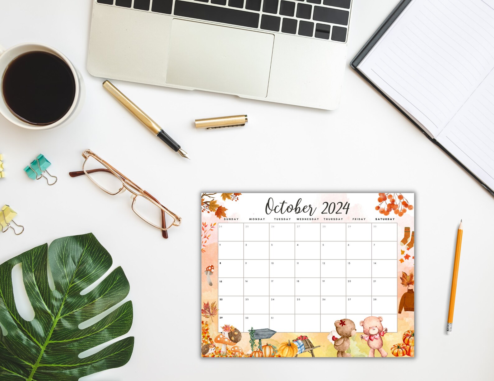 EDITABLE Monthly Calendar 2024 Bundle, Whole Year 2024 Calendar W/ Cute ...