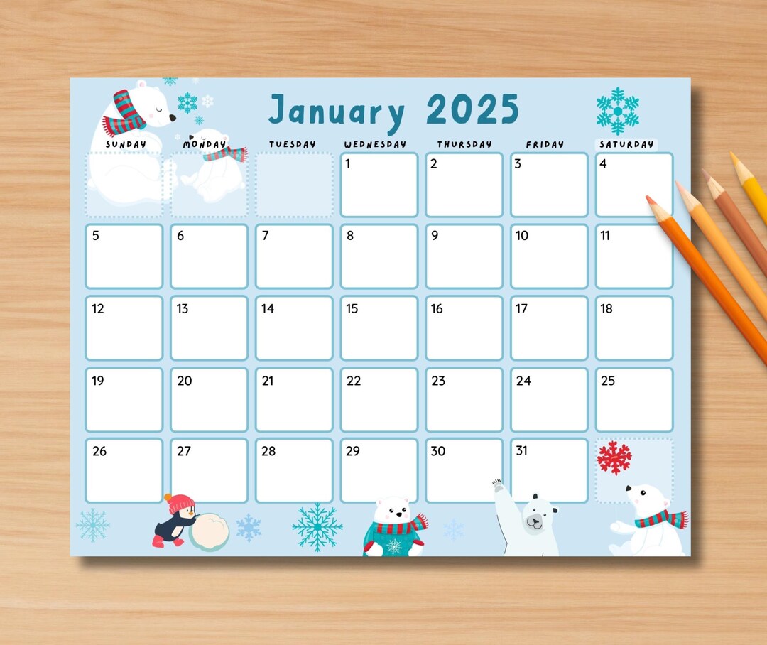 EDITABLE January 2025 Calendar, Winter Calendar, Printable Monthly ...