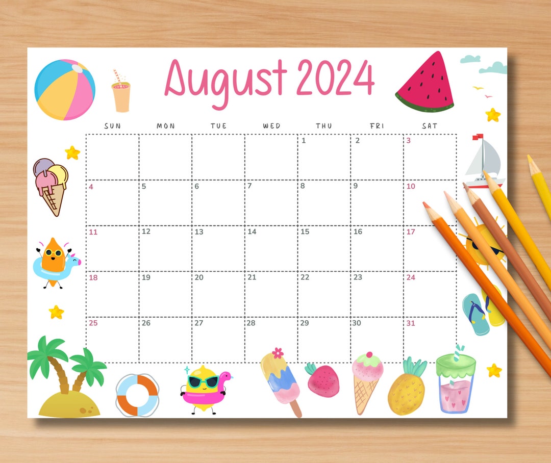 Calendario EDITABLE Agosto 2024, Calendario de pared imprimible 2024 ...