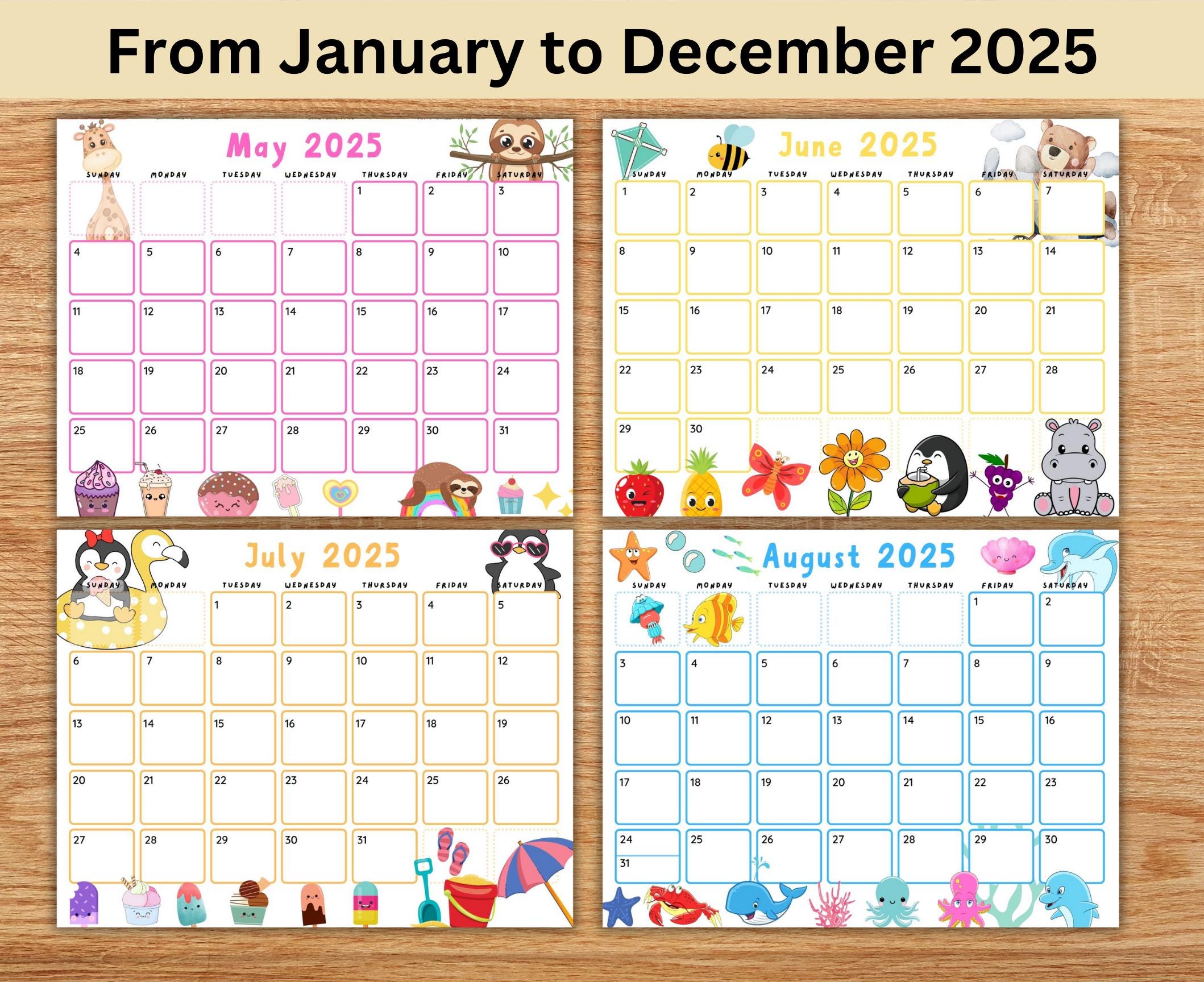 EDITABLE Monthly Calendar 2025 Bundle Pack, Classroom Kids Calendar ...