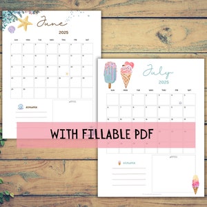 2025 EDITABLE Printable Watercolor Calendar,printable Fillable Monthly ...