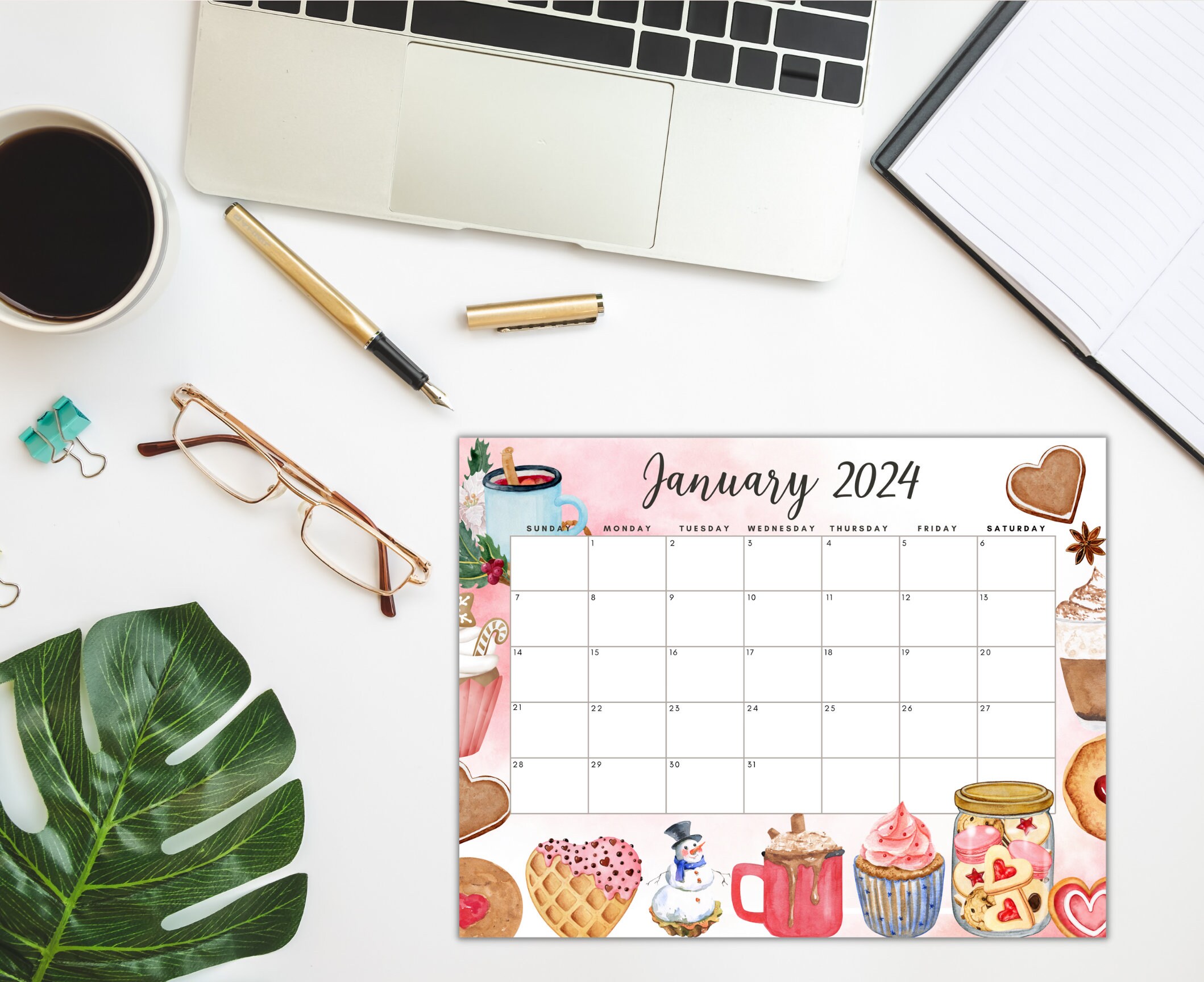 EDITABLE Monthly Calendar 2024 Bundle,fillable PDF 2024 Calendar,cute ...