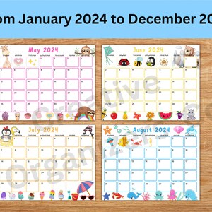 EDITABLE Monthly Calendar 2024 Bundle, Cute Whole Year 2024 Calendar ...