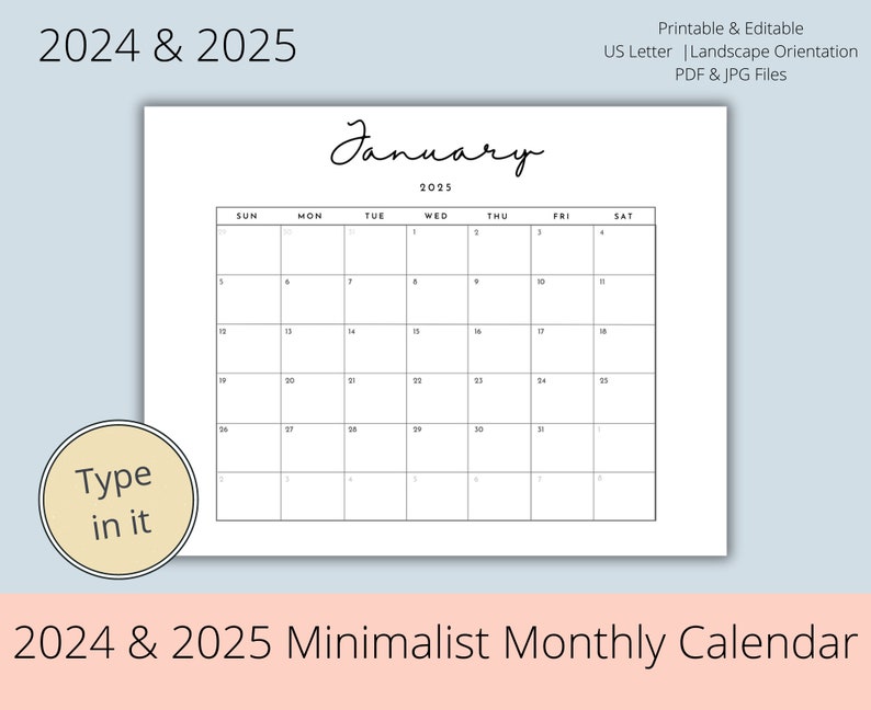 School Year Calendar Editable Printable 2024-2025 Bundle Monthly ...