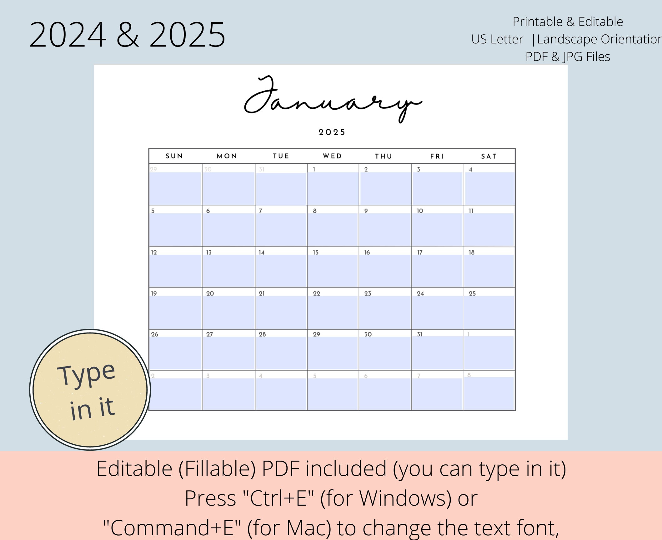 School Year Calendar Editable Printable 2024-2025 Bundle Monthly ...