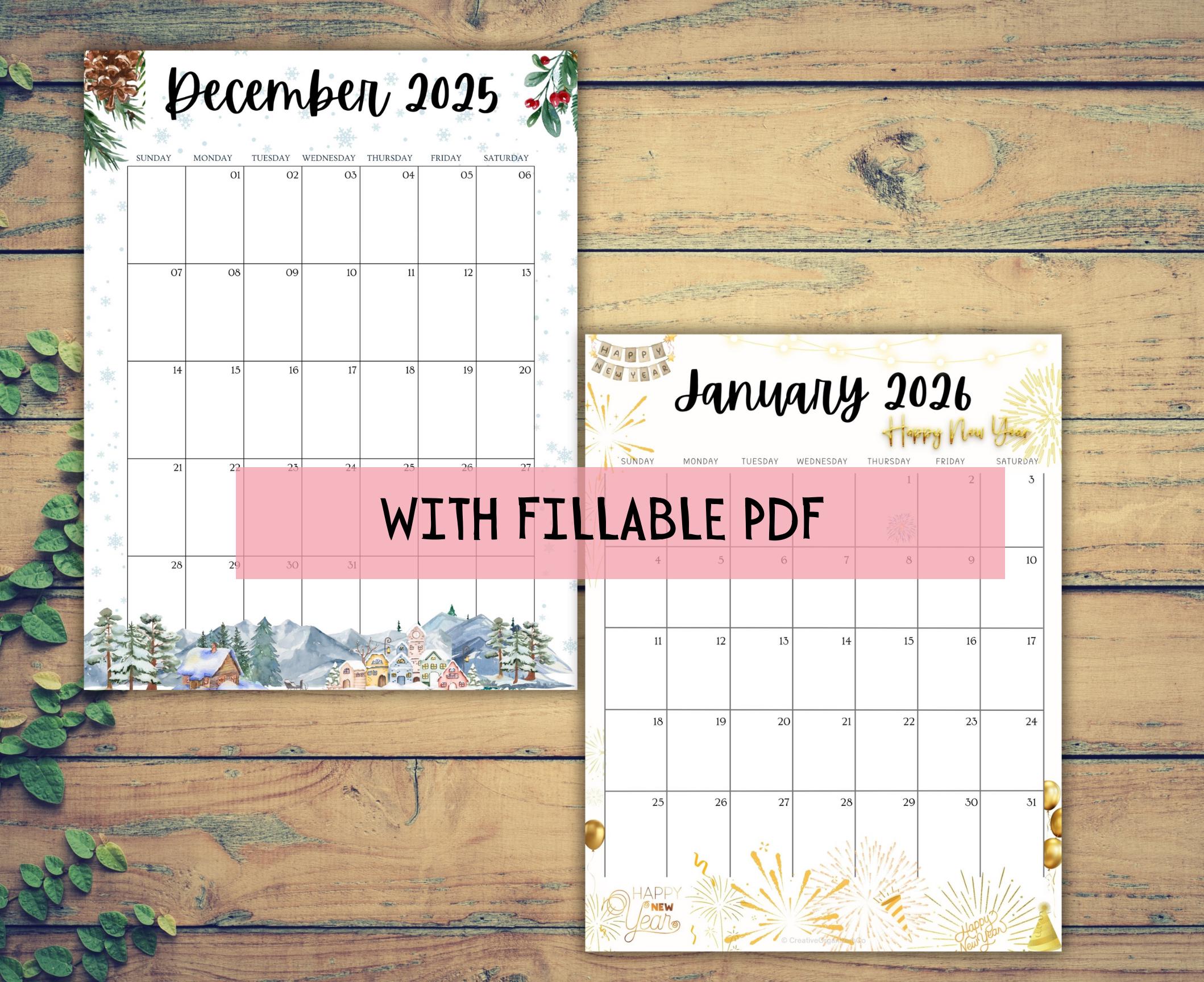 Editable School Year Calendar 2025-2026 Printable 2025- 2026 Calendar ...