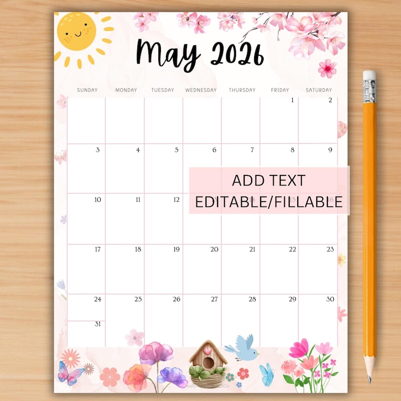 Cute May Calendar - Etsy