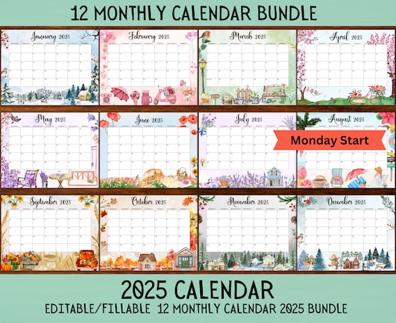 Download Printable Colorful Monthly Calendar Pdf Pastel Rainbow