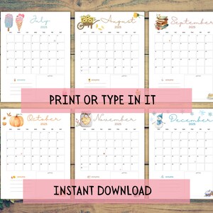 2025 EDITABLE Printable Watercolor Calendar,printable Fillable Monthly ...