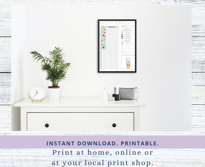 A Year in Pixels Editable & Printable PDF | Yearly Mood Tracker ...