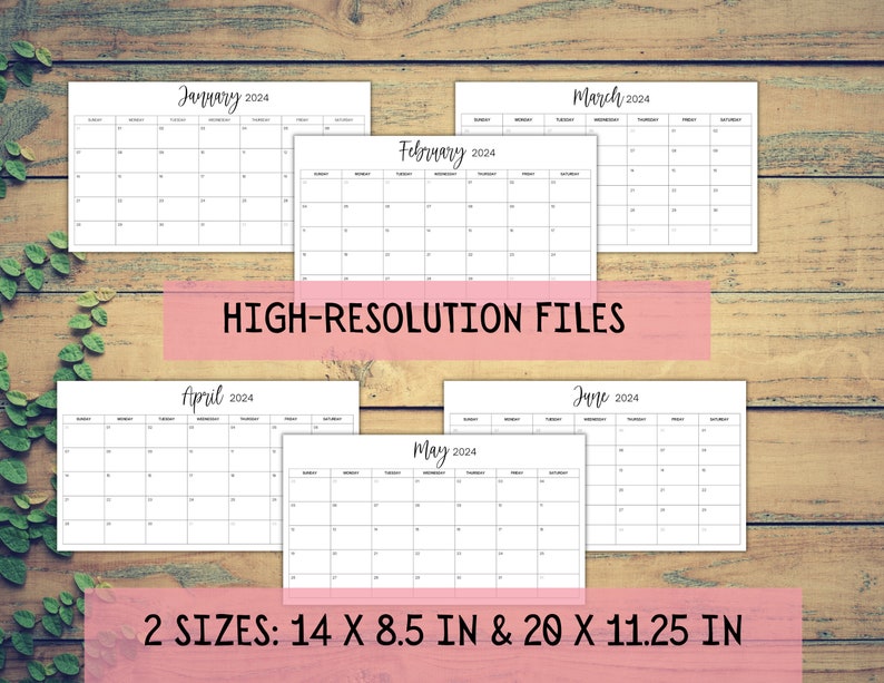EDITABLE 2024 Calendar, Printable Minimalist Clean Calendar, Legal Size ...