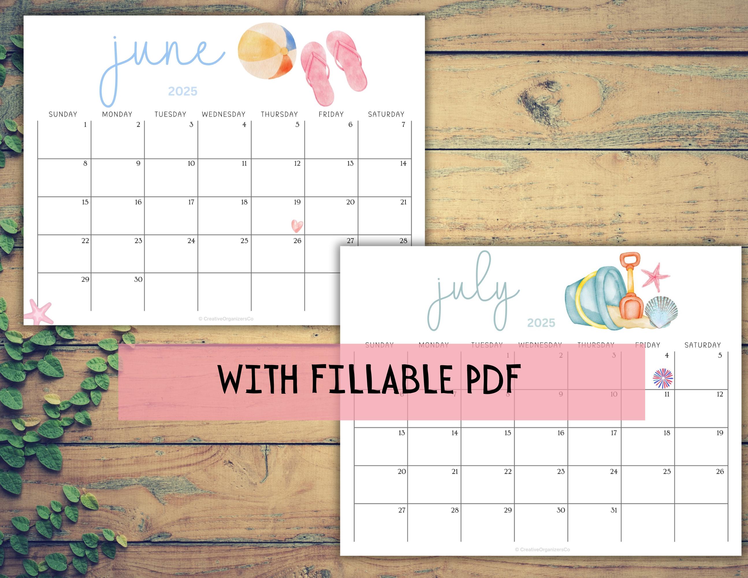 2025 EDITABLE Printable Watercolor Calendar,printable Fillable Monthly ...