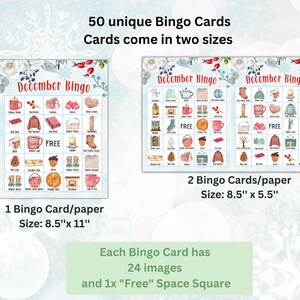 PRINTABLE December Bingo Game With 50 Unique Bingo Cards, Bingo Game ...
